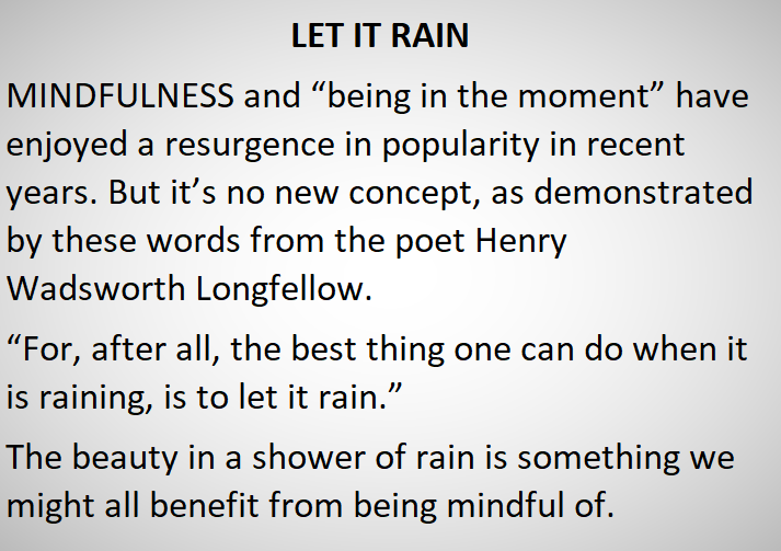 Let It Rain | Arts, reviews & current affairs